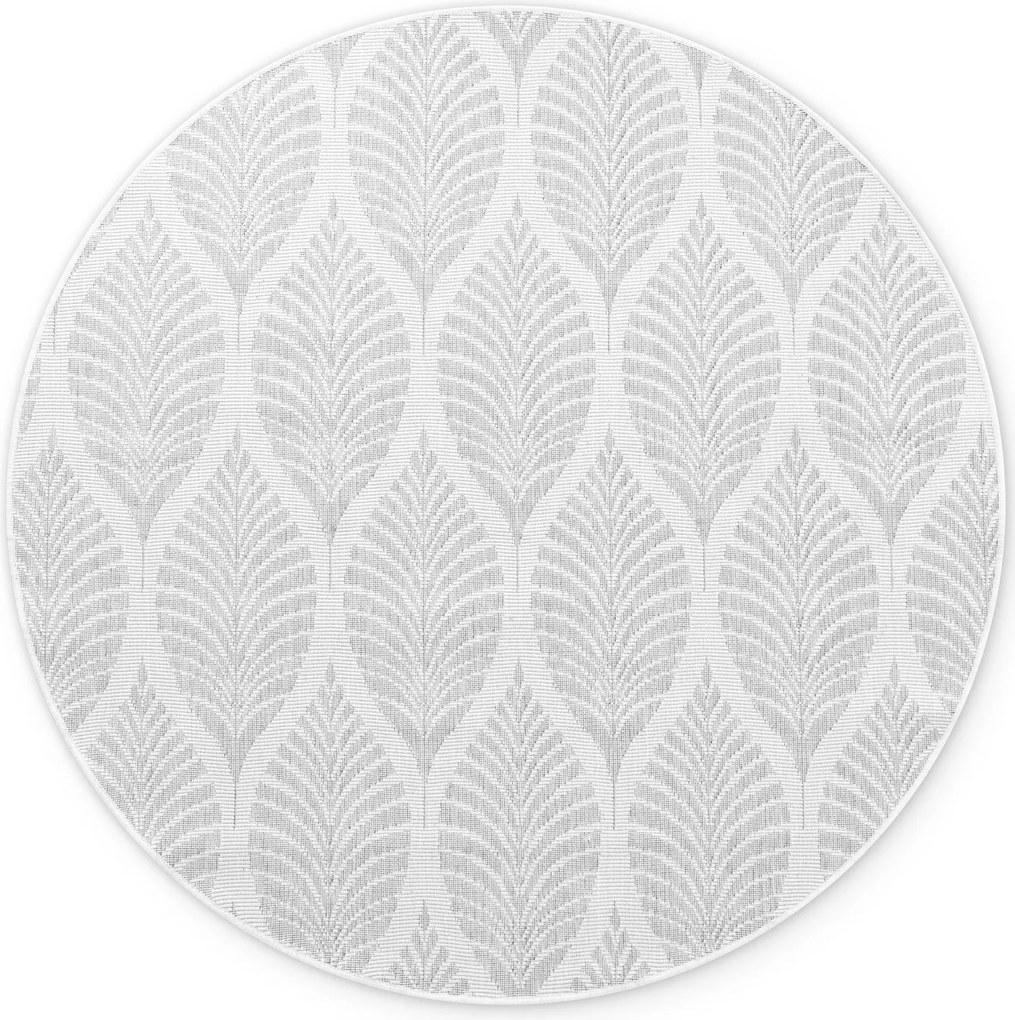 NORTHRUGS, Kusový koberec Duet Liora 106246 White/Gray kruh - na ven i na doma, 160x160 (průměr) kruh, šedá, chodba / předsíň