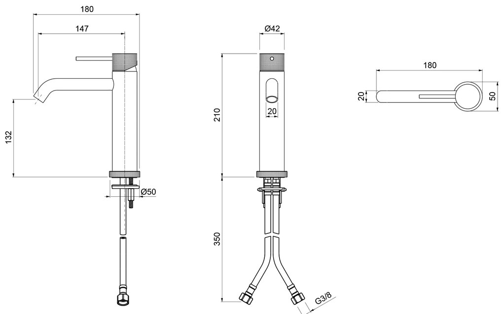 Sapho Sapho, ULTRASAN stojánková umyvadlová baterie, černá mat, UT004VB
