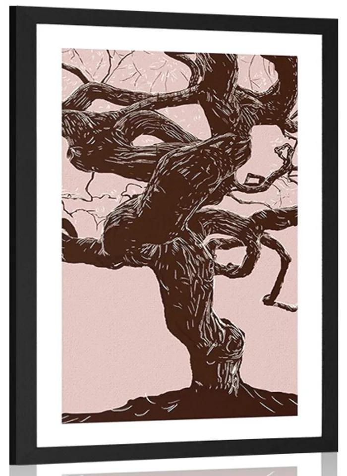 Plakát s paspartou tajuplný kmen stromu
