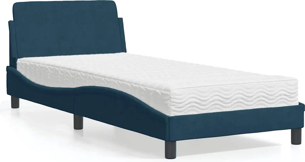 Postel s matrací Dover modrá 90 x 200 cm samet 3208335