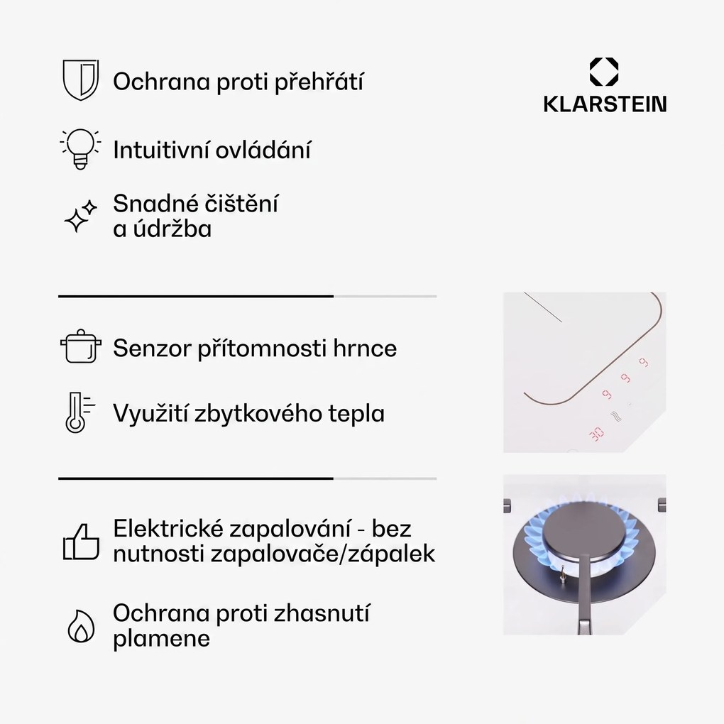 Klarstein MultiChef 4, indukční a plynová varná deska, 4 varné zóny, 2 plynové hořáky, 2 indukční varné desky, FlexZone