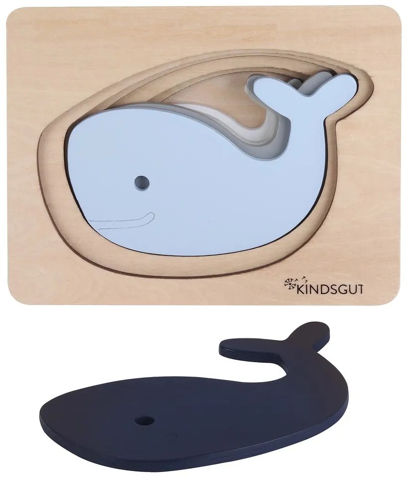 Dřevěné vkládací puzzle Whale – Kindsgut