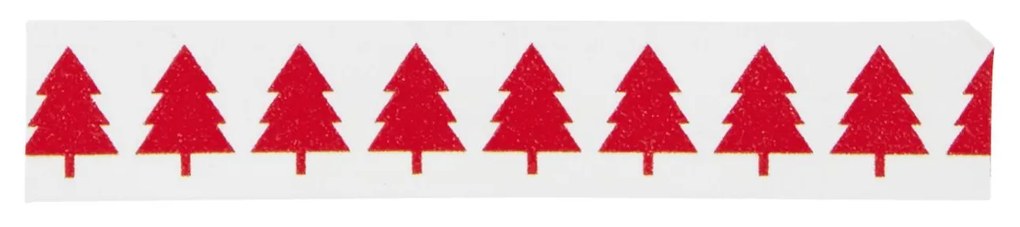 MADAM STOLTZ Designová samolepící páska Xmas trees, červená barva, bílá barva, papír