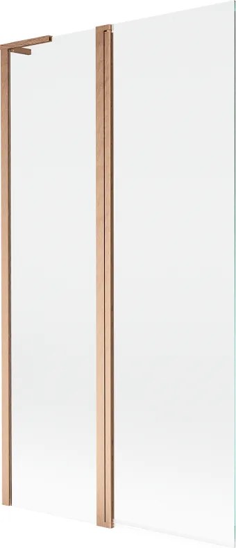 Mexen Mist L, 2-křídlová vanová zástěna 100 x 150 cm, čiré sklo, měděný matný profil, 8A9L-100-011-65-00