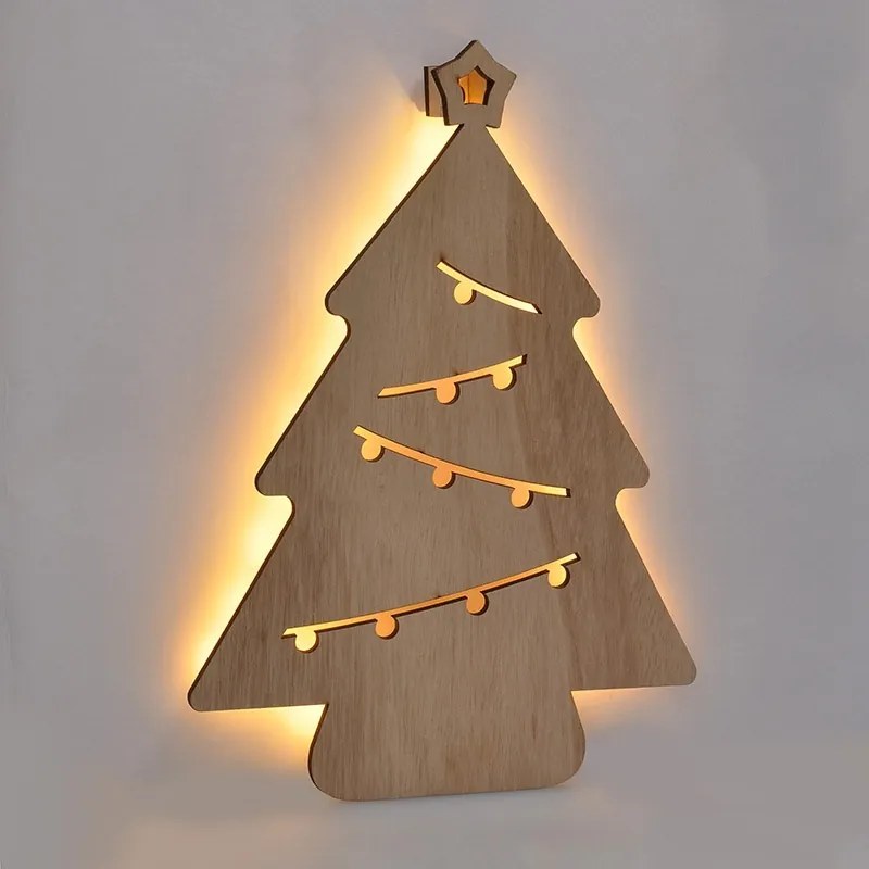 SOLIGHT LED nástěnná dekorace vánoční stromek, 24x LED, 2x AA