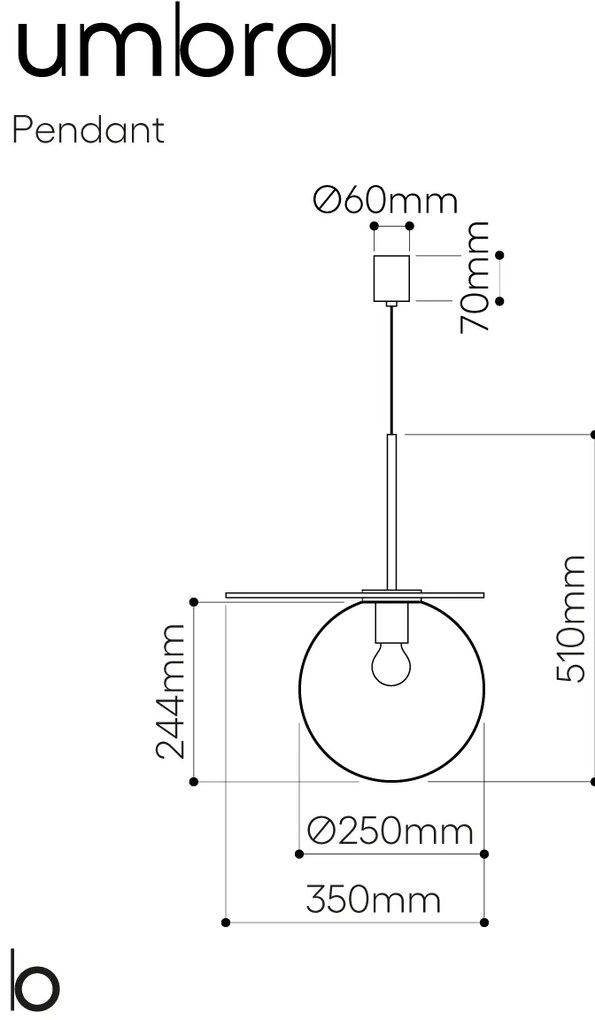 Bomma Luxusní závěsné svítidlo Umbra s baldachýnem, E27 Barva: Růžová