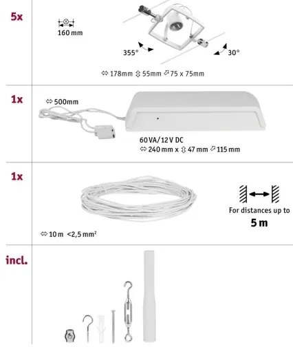 Paulmann 94432 - SADA 5xGU5,3/10W Bodové svítidlo MAC 230V bílá