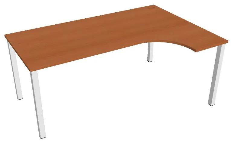 Stůl ergo oblouk levý 180×120/80 cm - Hobis Uni UE 1800 L Dekor stolové desky: třešeň, Barva nohou: bílá