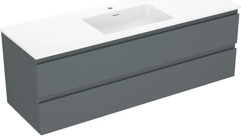 Mexen Orio koupelnová skříňka 140 cm s umyvadlem Otis, 2 zásuvky, grafit mat/bílá mat - 91A10-14047-2-BFF66-W18M01