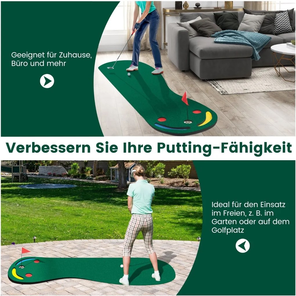 Costway Golfová podložka na odpalování se 3 odkládacími kelímky a 1 skládací