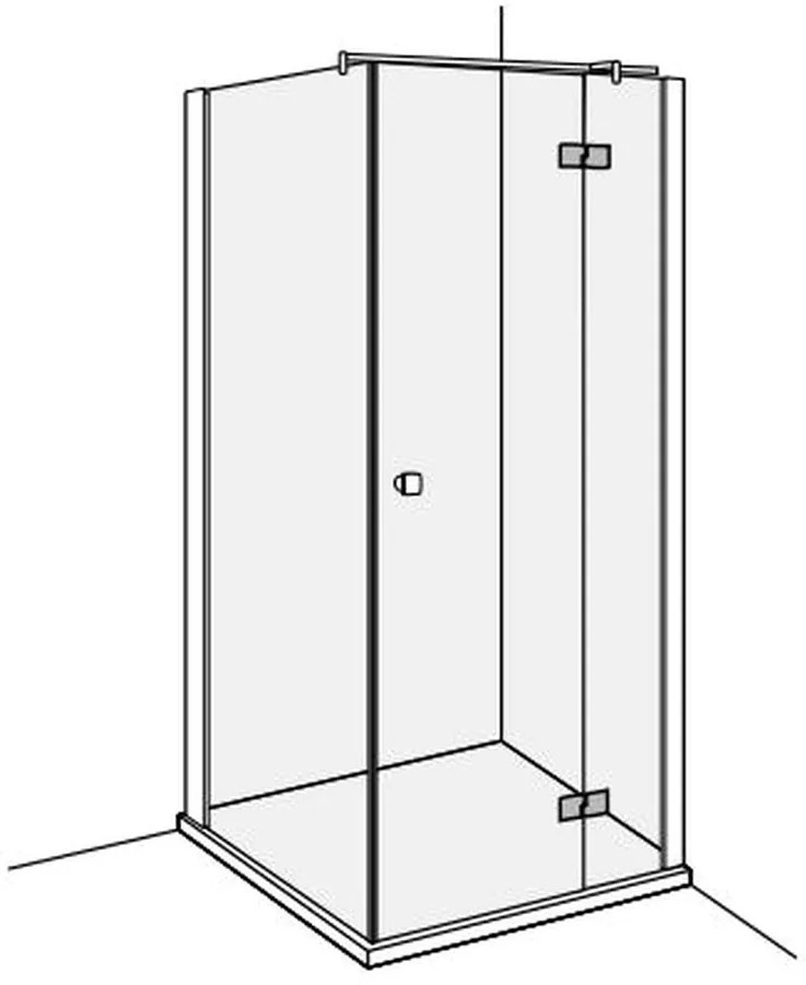 Duscholux Basic - otvíravé dveře s pevným segmentem, P, pro vaničku 900 mm, CareTec, DL396.125822.751.062