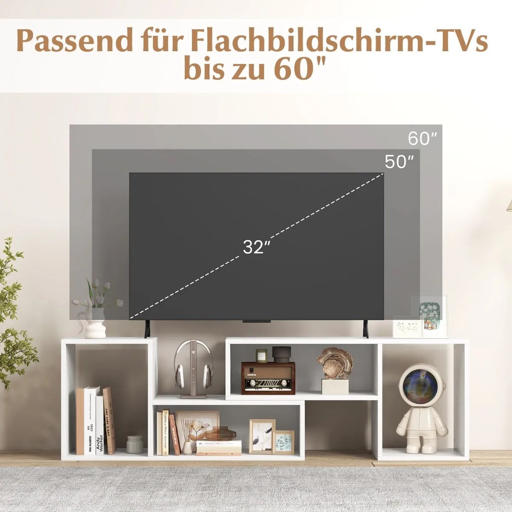 Costway Televizní skříň 2dílná bezplatná kombinace televizního stojanu