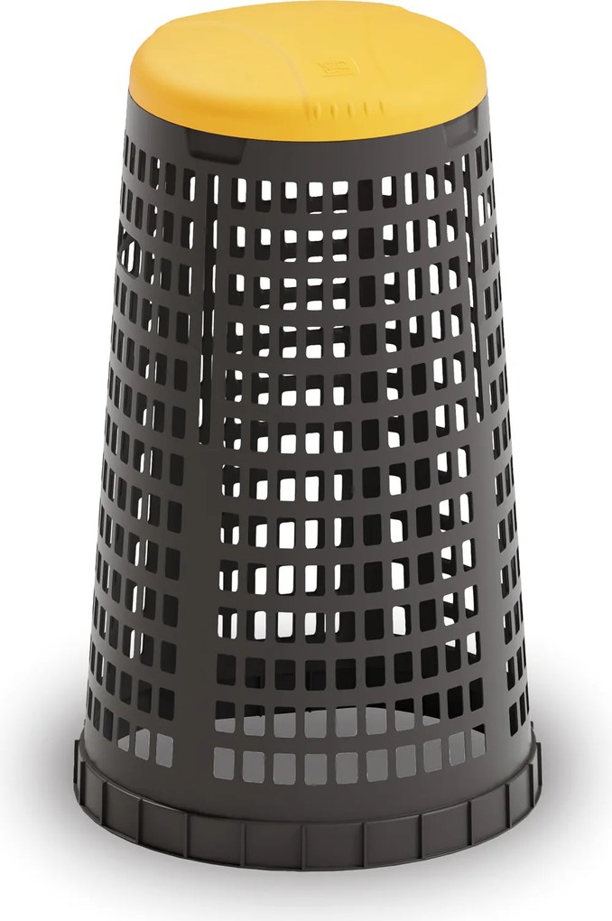 Plastový odpadkový koš na 120 l pytle 1+1 ZDARMA černý, žluté víko