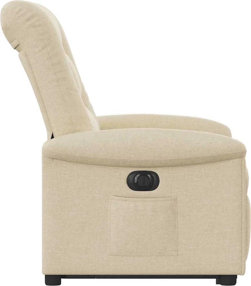 Elektrické zvedací polohovací křeslo krémové textil 3303282