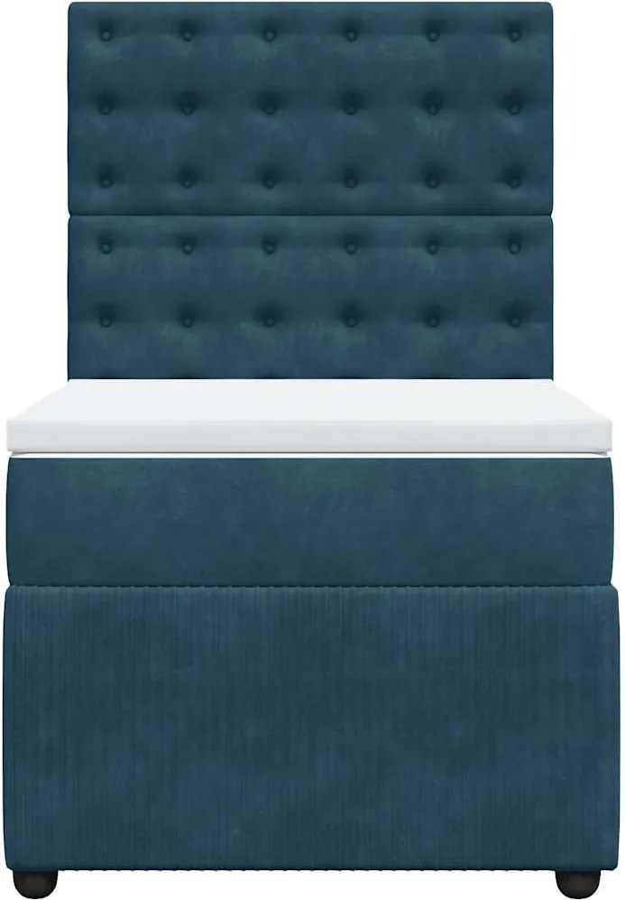 Box spring postel s matrací modrá 80 x 200 cm samet 3294506