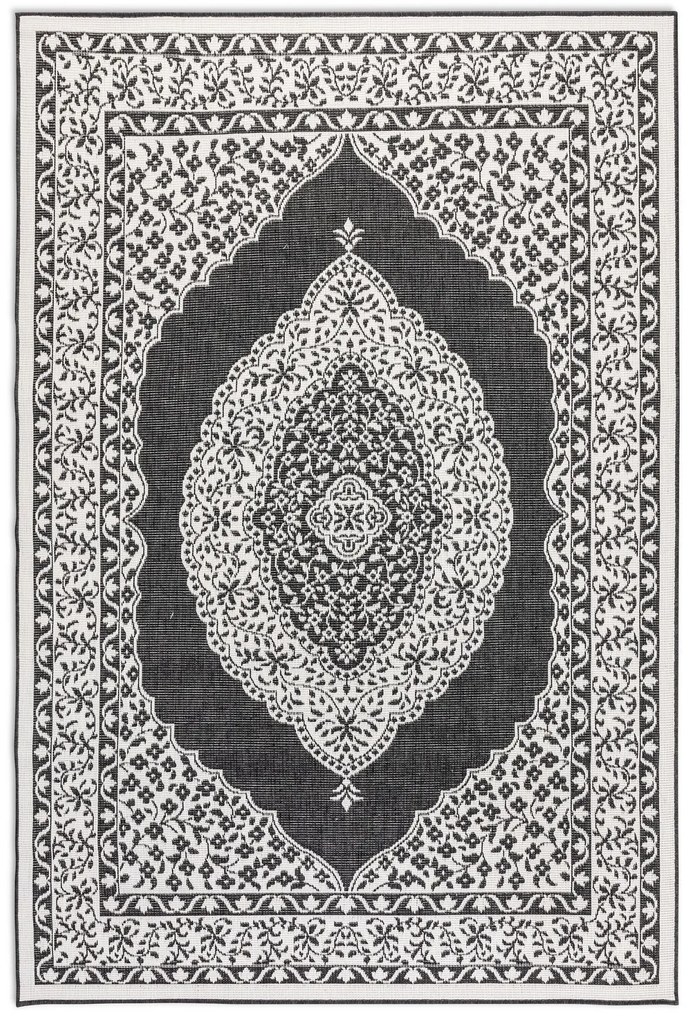 ELLE Decoration, Kusový koberec Gemini 106024 Black z kolekce Elle – na ven i na doma, 80x150, černobílá, chodba / předsíň