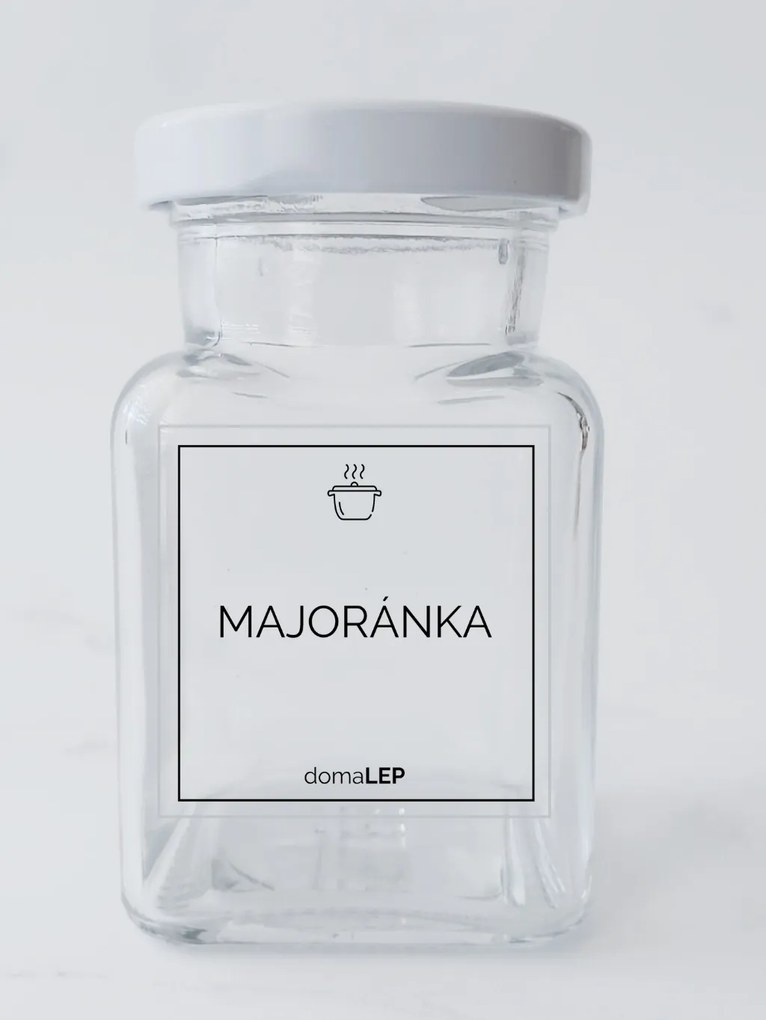 Samolepka na kořenky MAJORÁNKA průhledná 5 × 5 cm základní písmo