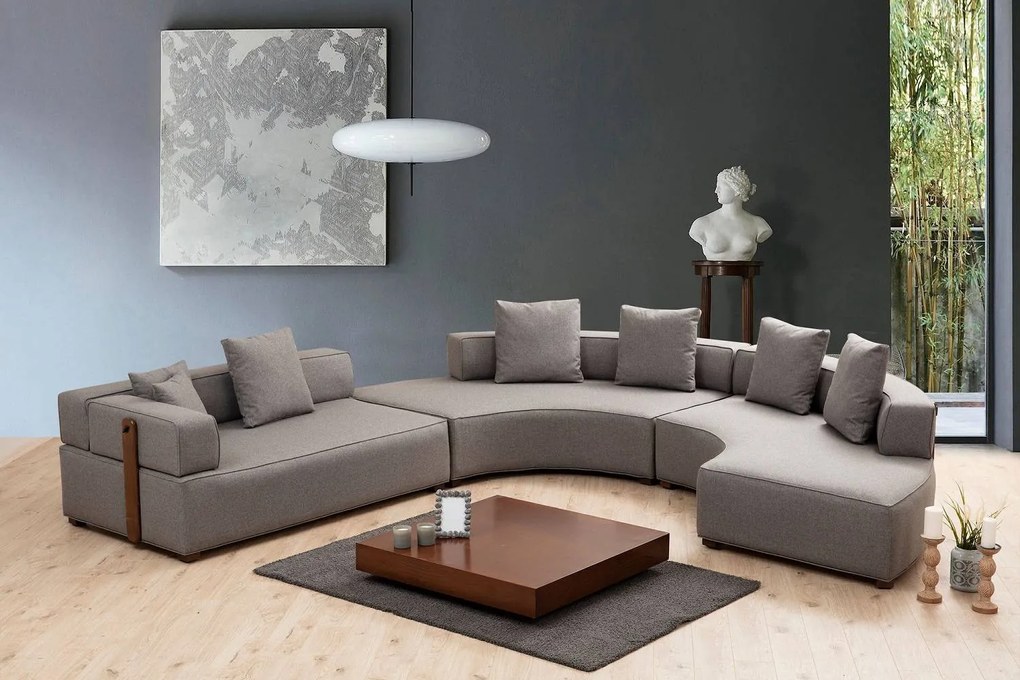 Designová rohová sedačka Galatea 360 cm šedá - pravá
