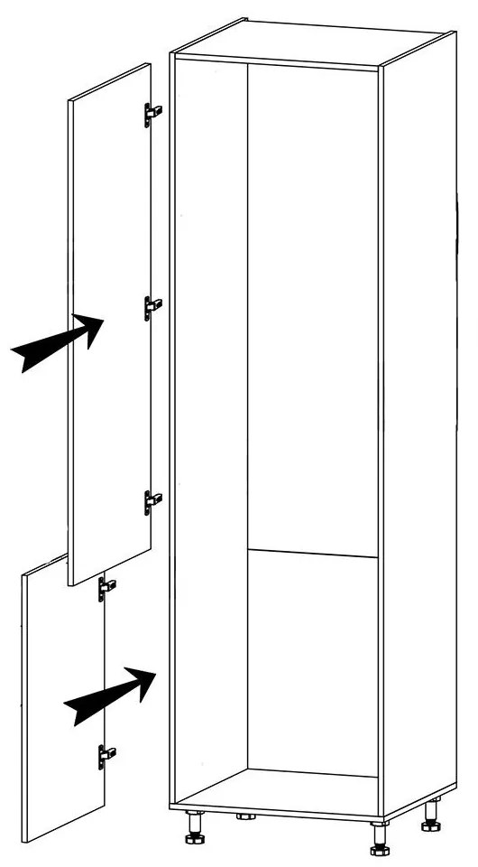 ASPEN gr | skříňka D60ZL pro vestavnou lednici | LEVÁ | šedá lesk