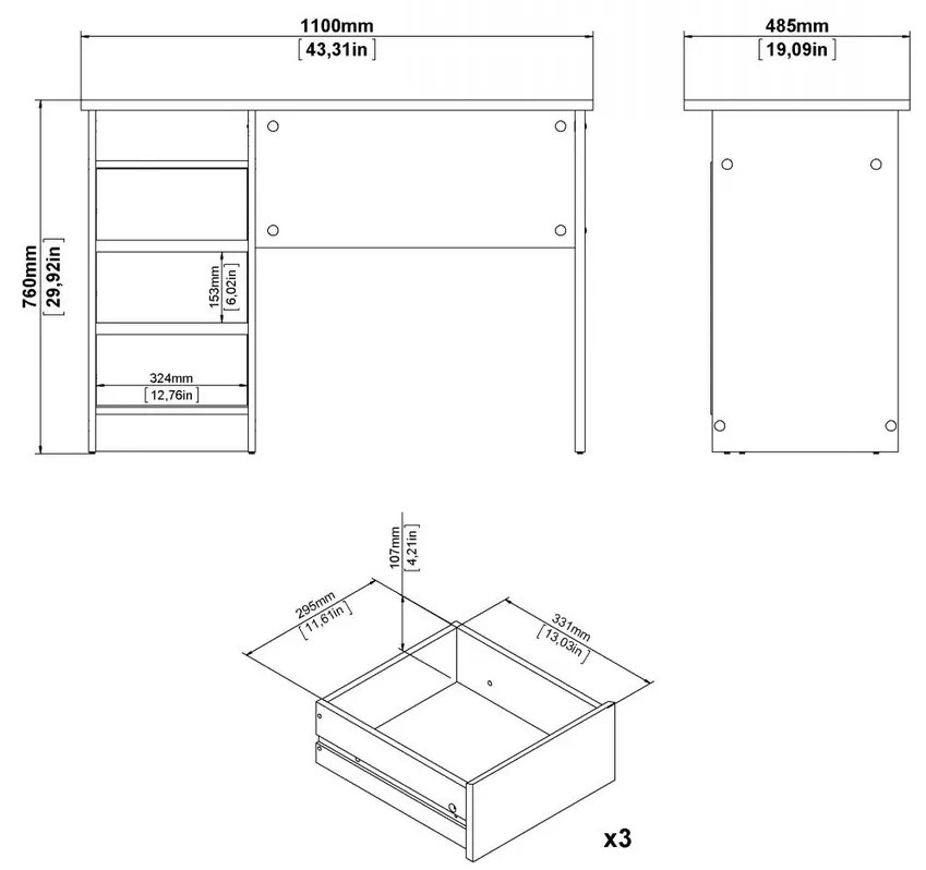Psací stůl Felix VI, hikora jackson