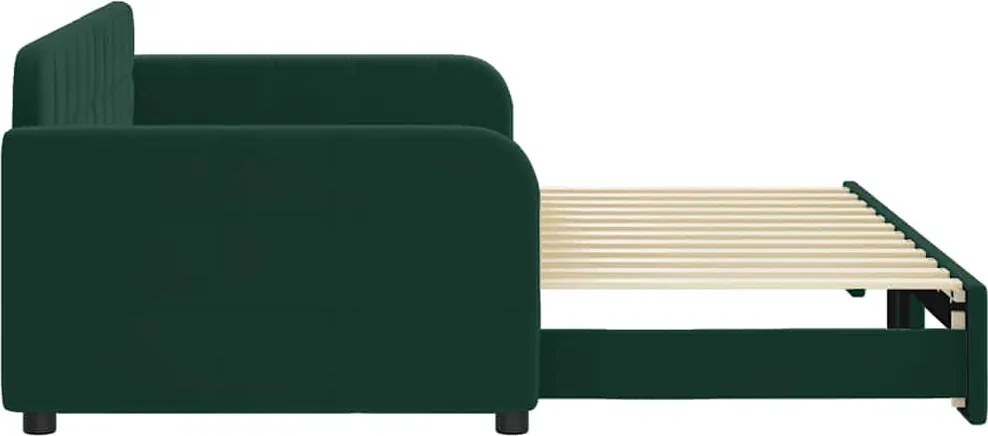 Válenda s přistýlkou tmavě zelená 90 x 200 cm samet 3196931