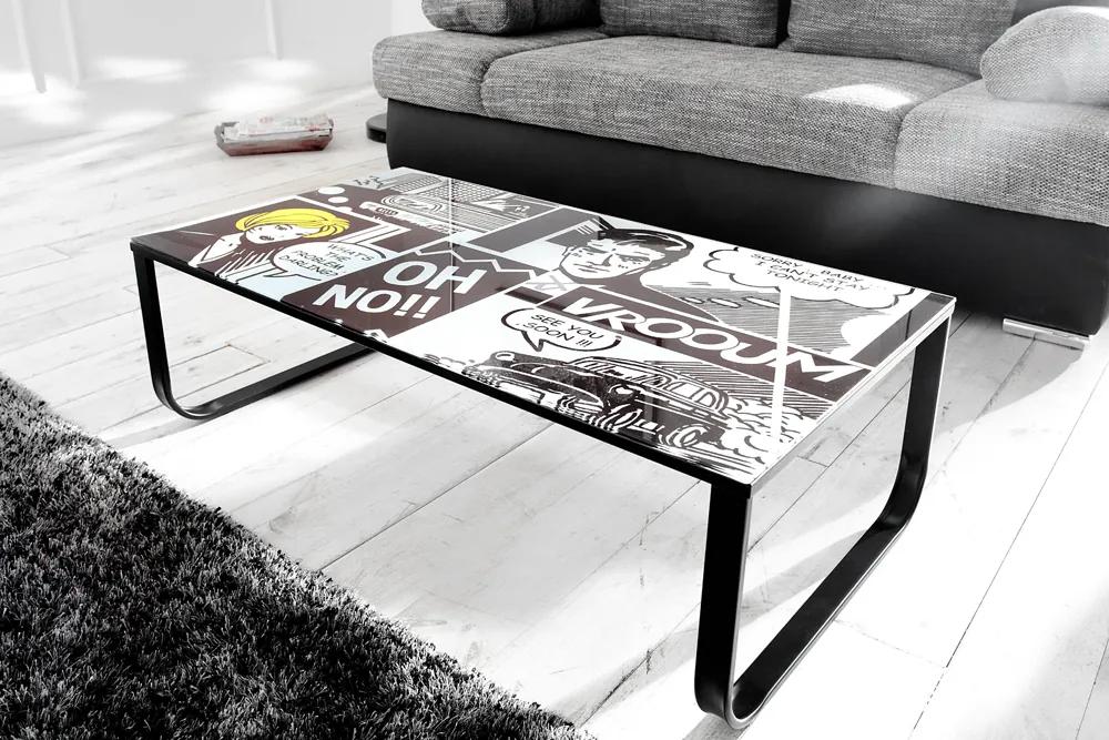 Bighome - Konferenční stolek COMIC 105 cm – bílá/černá
