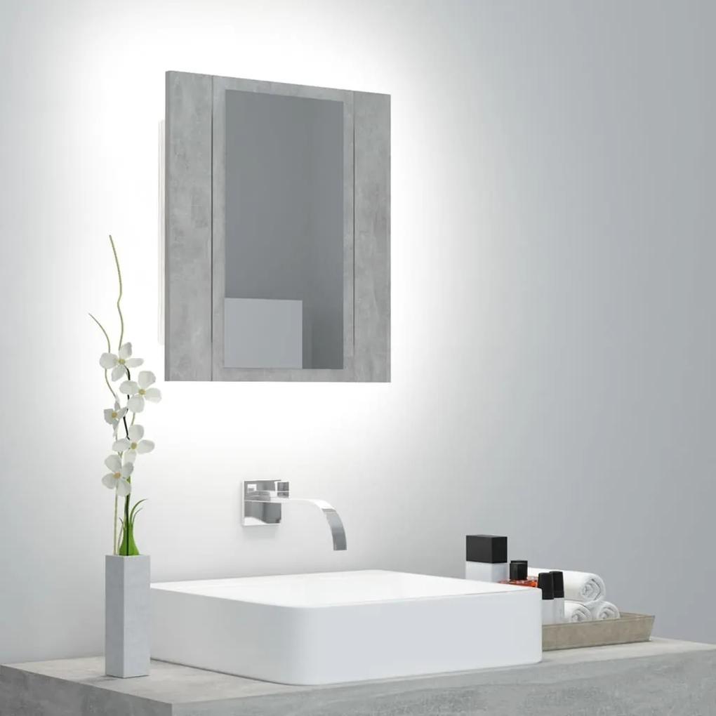 vidaXL LED koupelnová skříňka se zrcadlem 40 x 12 x 45 cm akryl [804949] Barva: šedá sonoma