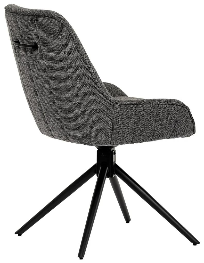 Židle jídelní a konferenční, tmavě šedá látka, černé kovové nohy, otočná P90°+ L 90° s vratným mechanismem - funkce res