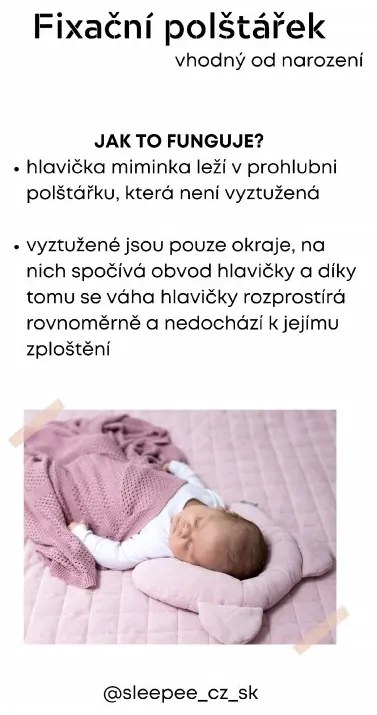 Sleepee Fixační sametový polštář ROYAL BABY pro miminko pískový