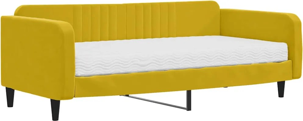 Válenda s matrací žlutá 100 x 200 cm samet 3197051