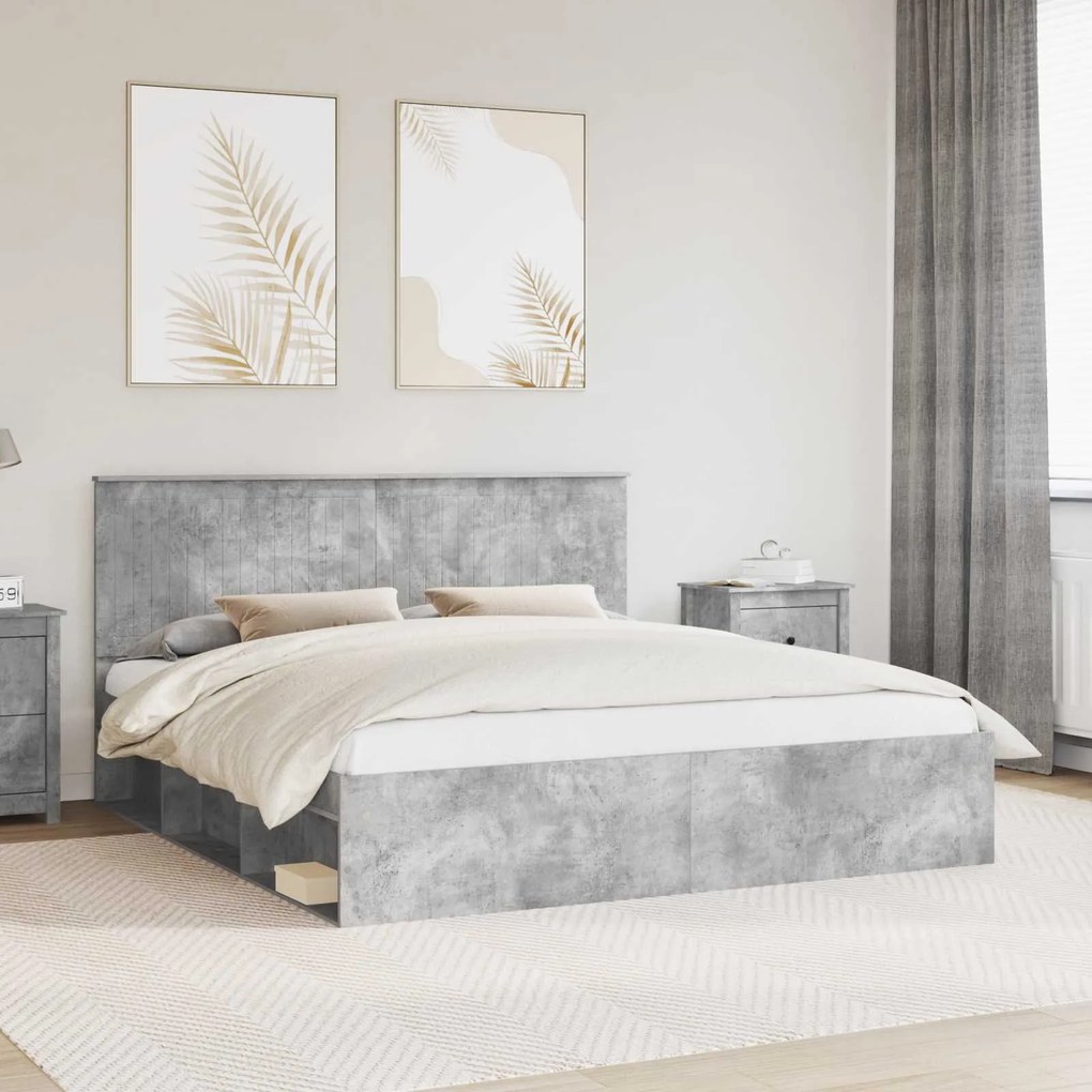 Rám postele s čelo Beton 180 x 200 cm Masivní borové dřevo 3410977