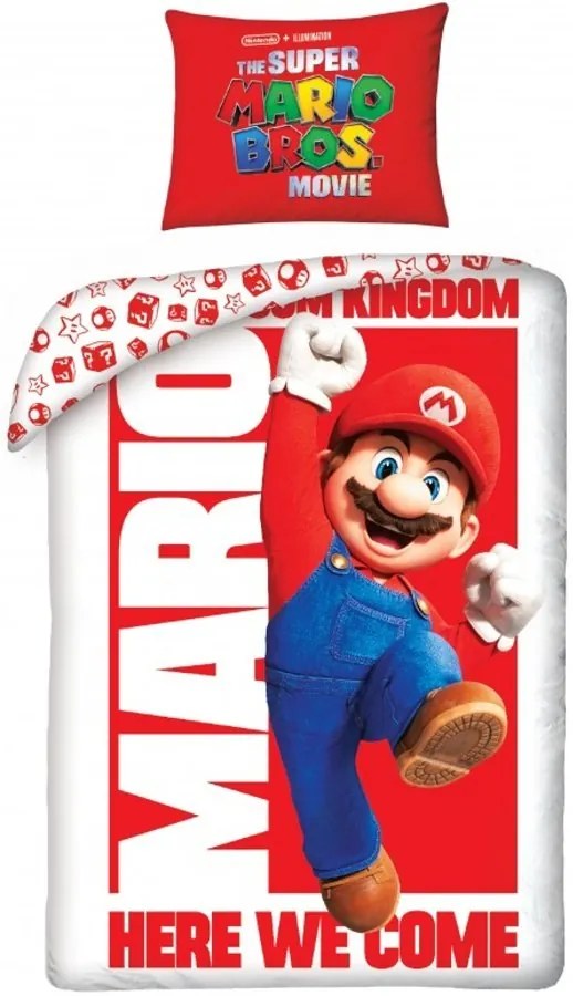 Ložní povlečení Super Mario - motiv Mushroom Kingdom, here we come! - 100% bavlna - 70 x 90 cm + 140 x 200 cm