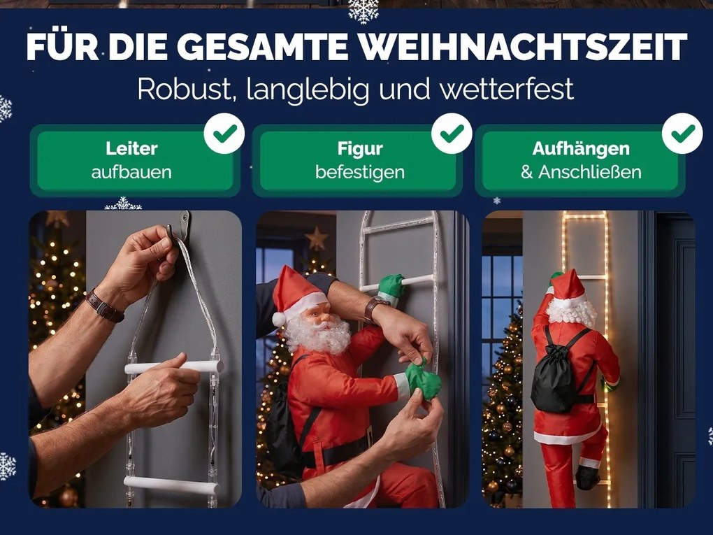 Santa Claus na žebřík s 100 LEDs