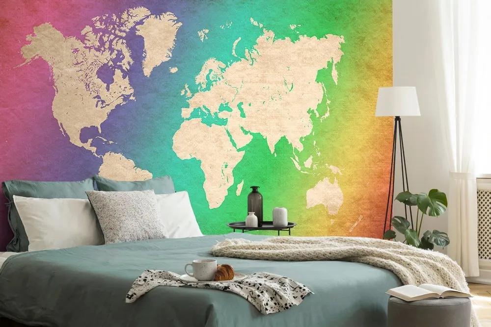 Samolepící tapeta pastelová mapa světa - 375x250 cm