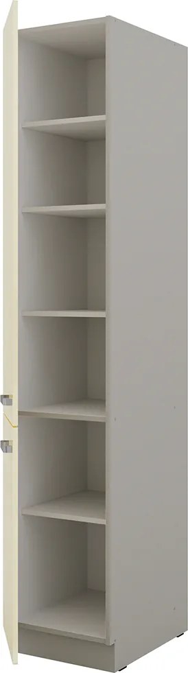 KARMEN | vysoká skříňka 40 DK-210 2F potravinová s policemi | 40 cm | světle šedá/krémová lesk