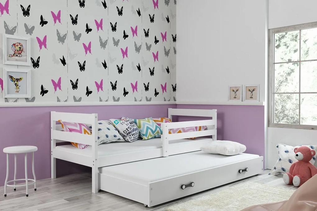 BMS Group Dětská postel s výsuvnou přistýlkou ERYK bílá Velikost postele: 200x90 cm, Barva šuplíku: Růžová