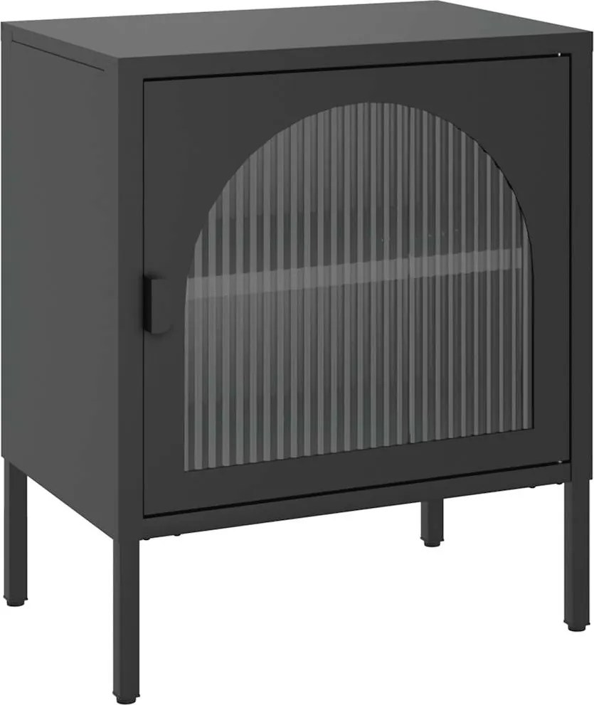 Noční stolky 2 ks černé 50 x 35 x 60 cm sklo a ocel 3211825