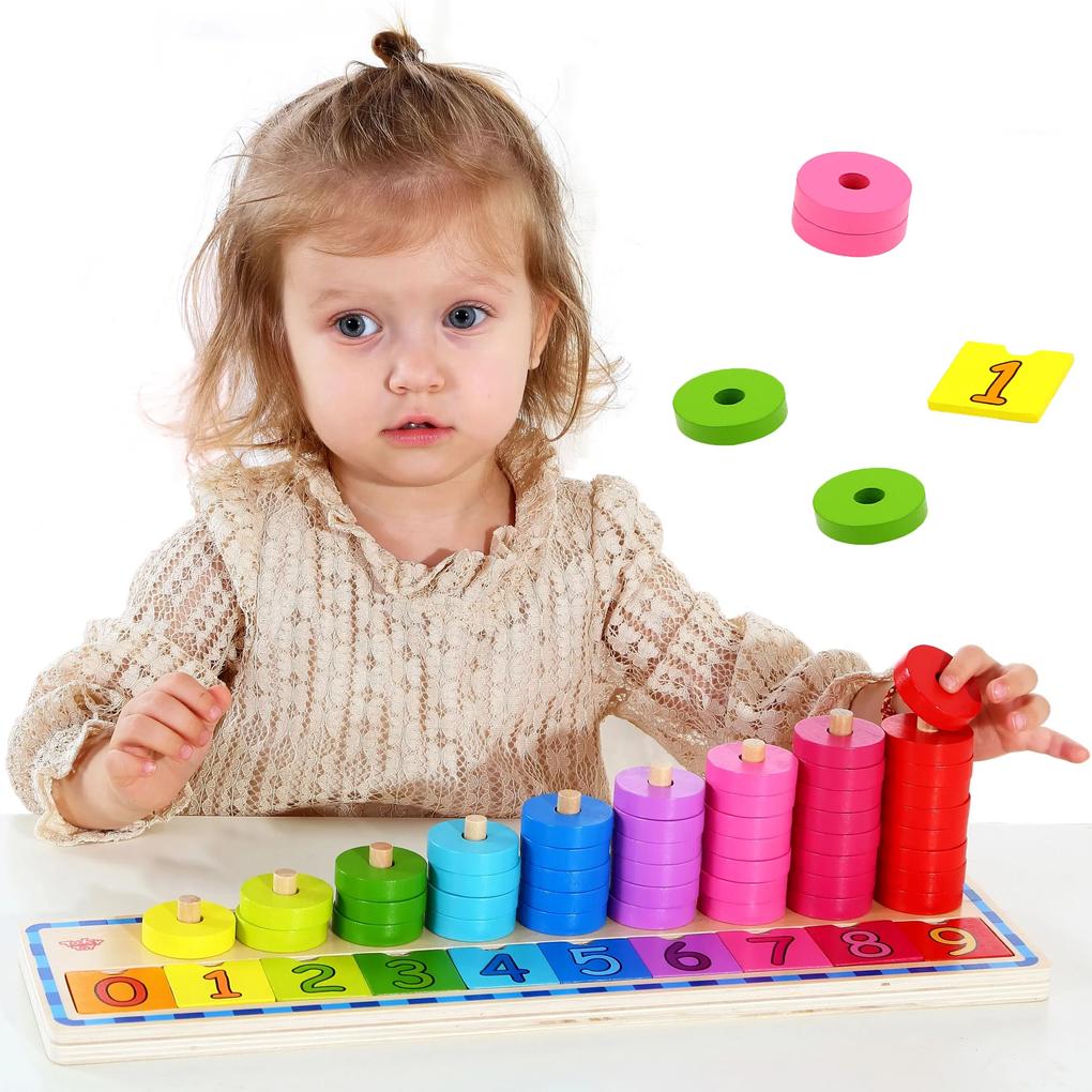 Dřevěná Montessori třídička barvy a počítání Tooky