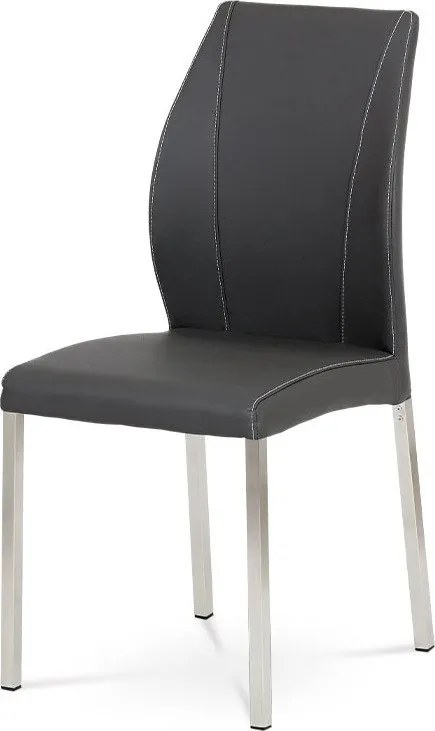 Autronic Jídelní židle koženka šedá / broušený nerez HC-381 GREY
