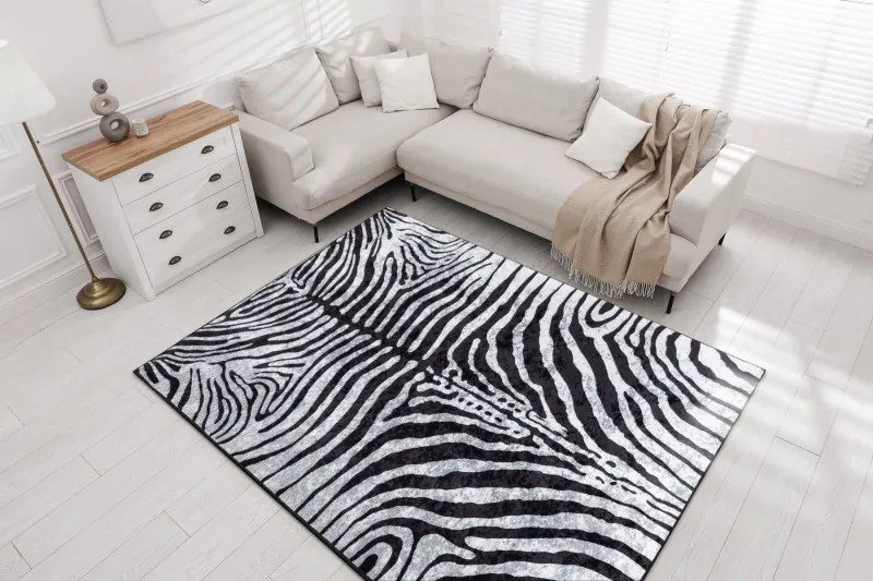 Kusový koberec Miro 51331.803 Zebra black / white 80x150 cm