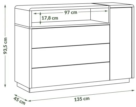 Komoda se zásuvkou FRED antracit/dub artisan