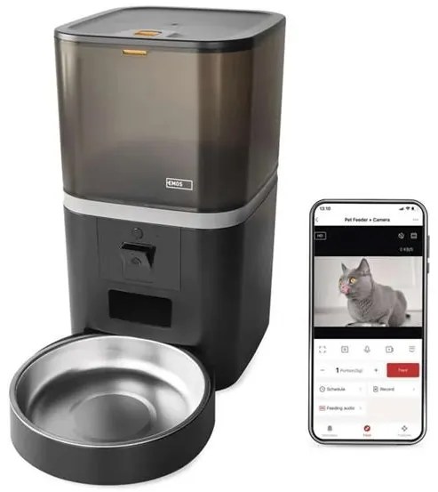 GoSmart dávkovač krmiva EMOS H6006 Pet Care s kamerou, 6 l, černý, Wi-Fi