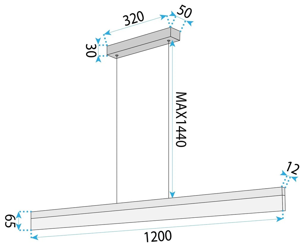 Toolight Toolight, LED stropní svítidlo 120cm, APP1694-CP, zlatá matná, OSW-07891