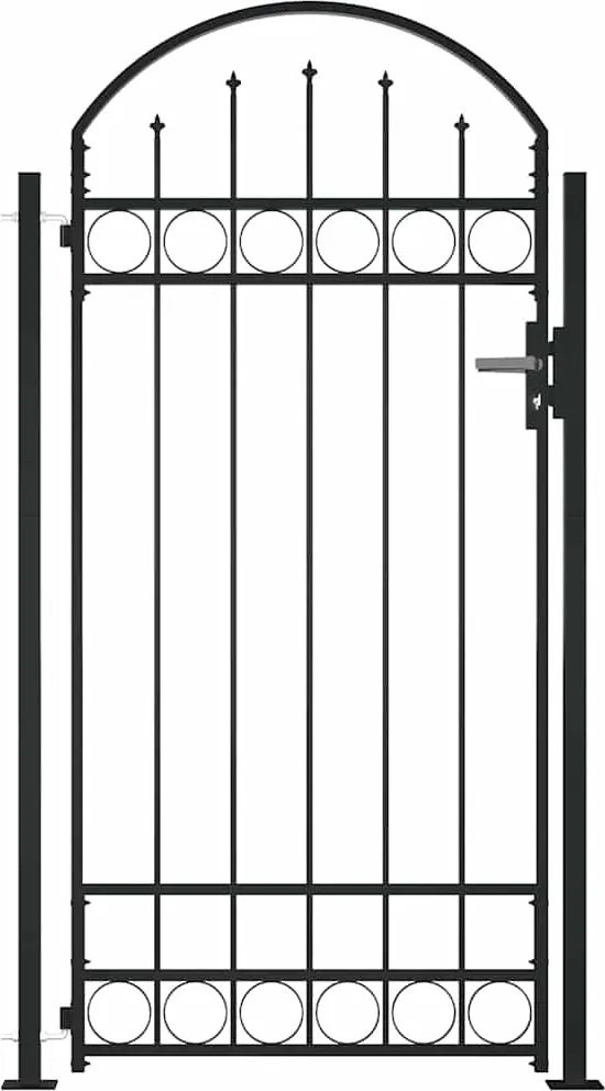 Plotová branka ASSEN s klenutým vrcholem a 2 sloupky 105 x 170 cm černá 145751