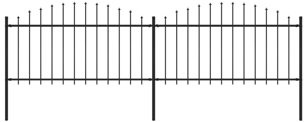 Zahradní plot s kopím nahoře ocelový 359 x 150 cm černý