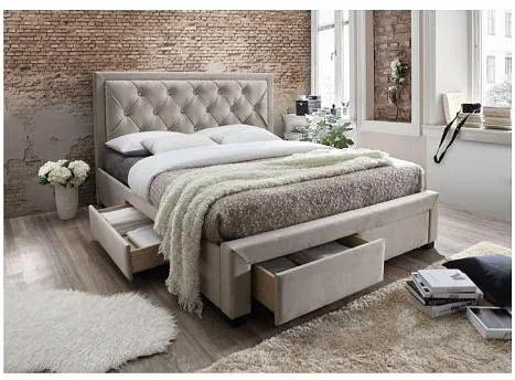 Manželská postel s roštem OREA, 160x200cm, látka šedohnědá