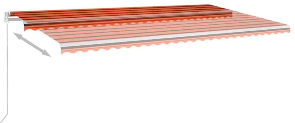 vidaXL Marketos Ručně zatahovací markýza s LED světlem 600x300 cm oranžovohnědá