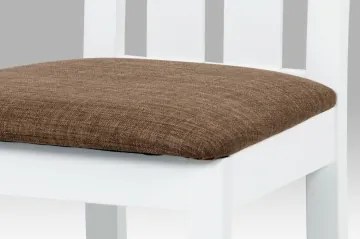Jídelní židle masiv buk bílá, potah hnědý, BC-2602 WT