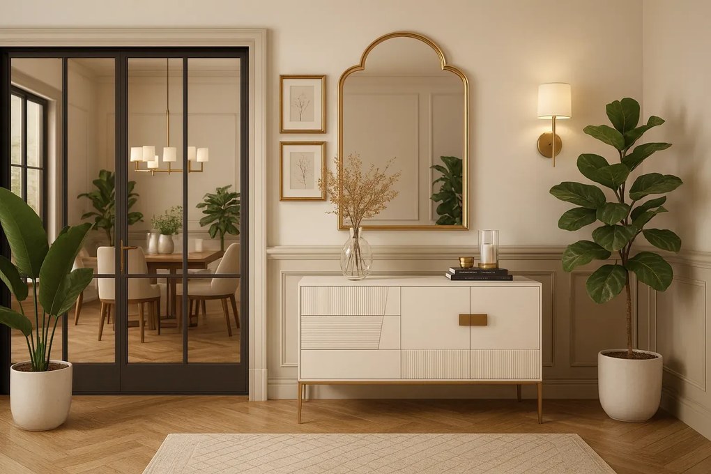 Komoda Stilig ST102A 160 cm bílá/zlatá