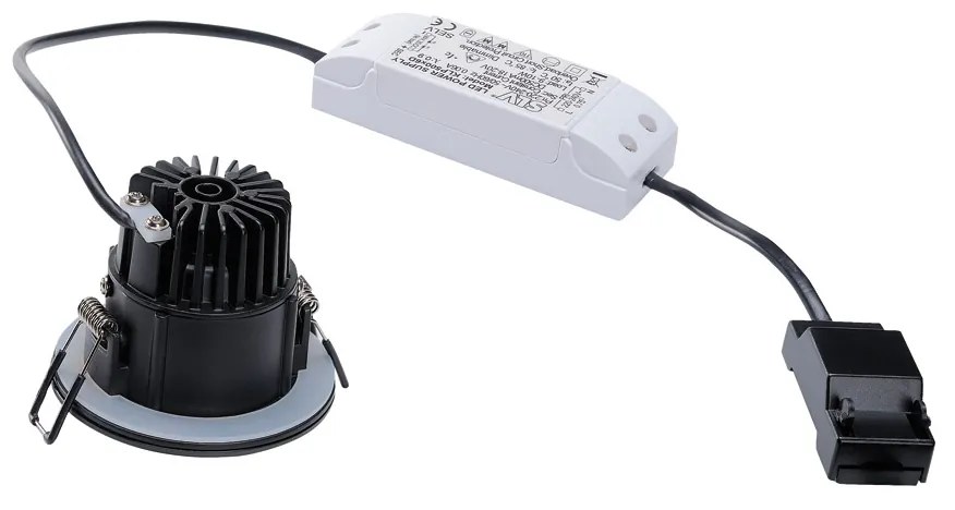 SLV 114440 Patta-F, zápuštěná bodovka IP 65, 12W LED 3000K, černá, prům.8,3cm